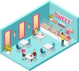 Interior scene of modern bakery shop Royalty Free Vector