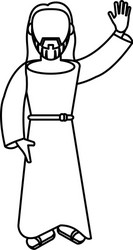 Jesus christ catholic faceless outline Royalty Free Vector