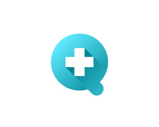 Letter q cross plus medical logo icon design Vector Image