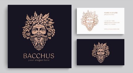 Logo bacchus or dionysus man face with grape Vector Image