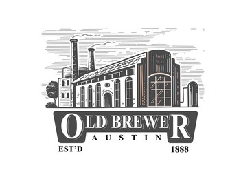 Old factory engraving style drawing plant Vector Image