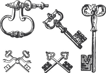 Decorative vintage key engraving antique secret Vector Image