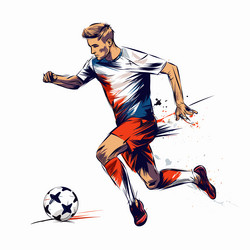 Soccer player hand-drawn comic football player Vector Image
