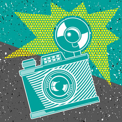 Typography poster with old style camera and quote Vector Image