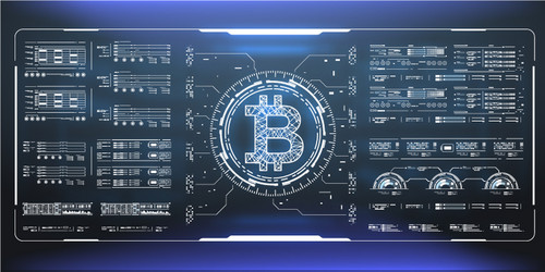 Bitcoin technology abstract visualization Vector Image