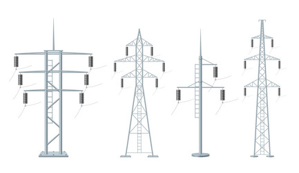 High voltage power line tangent towers electric Vector Image