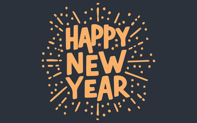 Happy new year fancy lettering Royalty Free Vector Image