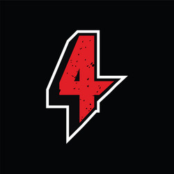 Logo number 4 red Royalty Free Vector Image - VectorStock