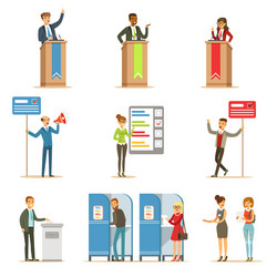 Election voting icons set in flat style Royalty Free Vector