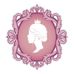 Profile silhouette of a princess in frame Vector Image
