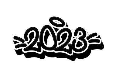 Sprayed 2023 tag gfont graffiti with overspray Vector Image
