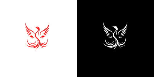Abstract red and black phoenix logo design Vector Image