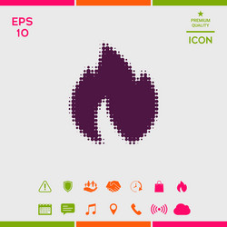 Fire flame - halftone logo Royalty Free Vector Image