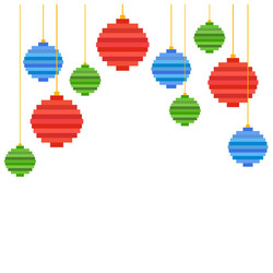 Three pixel art christmas tree ball Royalty Free Vector