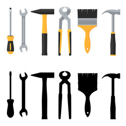 Silhouettes of construction tools Royalty Free Vector Image