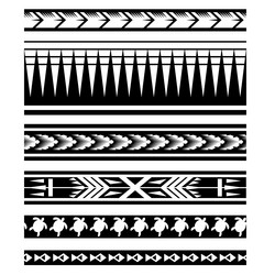 Set of polynesian tribal tattoo borders Royalty Free Vector