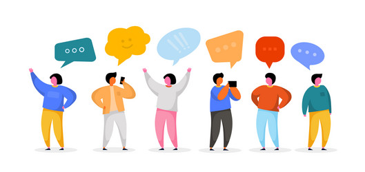 Line-up talking people Royalty Free Vector Image