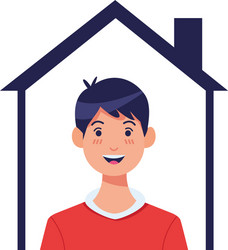 Young man inside house character Royalty Free Vector Image
