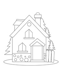 Easy simple house coloring page modern art Vector Image