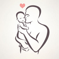 Father and baby hands color Royalty Free Vector Image