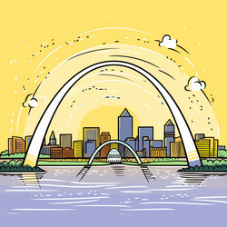 Gateway arch hand-drawn comic Royalty Free Vector Image