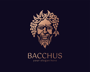 Logo bacchus or dionysus man face with grape Vector Image