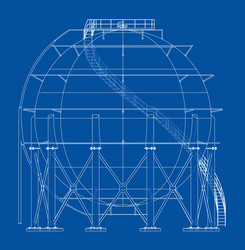 Spherical storage tank blueprints Royalty Free Vector Image