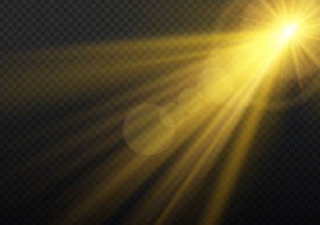 Sunlight yellow sun glare rays lens flare bokeh Vector Image