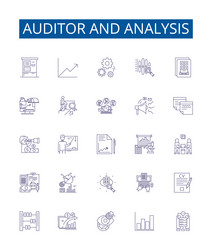 Auditor and analysis line icons signs set design Vector Image