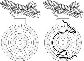 Easy christmas ornament maze Royalty Free Vector Image
