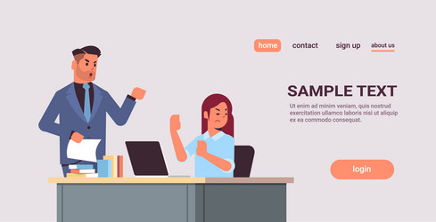 Female boss criticizing employee for mistakes Vector Image