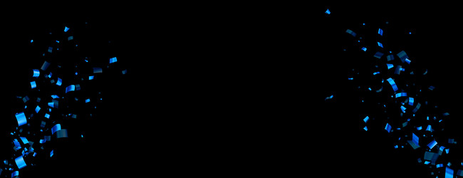 Falling blue cut out foil ribbon exploding Vector Image