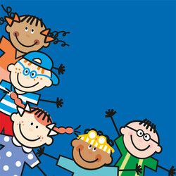 Happy kids banner blue page Royalty Free Vector Image