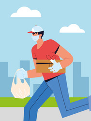Running delivery man Royalty Free Vector Image