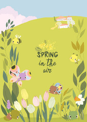 Cartoon frame with cute baby insects spring Vector Image