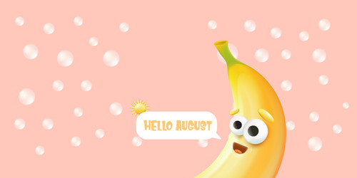 Hello august horizontal banner with cartoon sun Vector Image