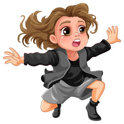 Cute happy girl cartoon character jumping Vector Image