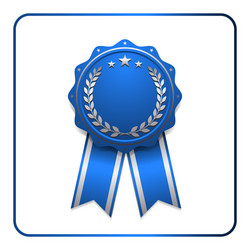 Ribbon award icon blue Royalty Free Vector Image