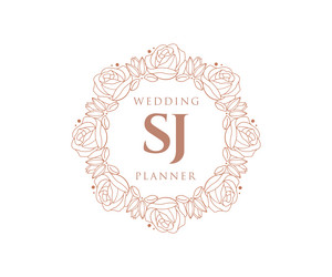 Sj initials letter wedding monogram logos Vector Image