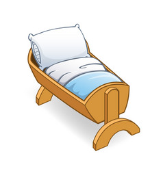 Baby carousel with hanging toys over wooden cot Vector Image