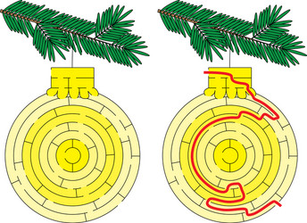 Easy christmas ornament maze Royalty Free Vector Image