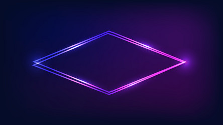 Neon rhombus frame with shining effects Royalty Free Vector