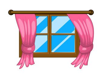 Cartoon window with curtains symbol icon design Vector Image