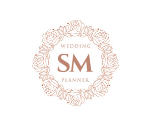 Sm initials letter wedding monogram logos Vector Image