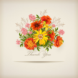 Floral spring thank you pink flowers card Vector Image