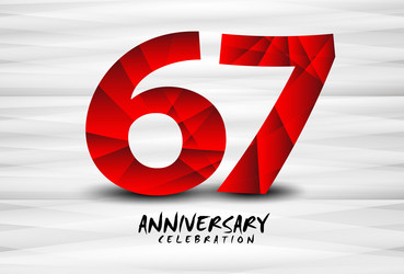 67 year anniversary celebration logo red Vector Image