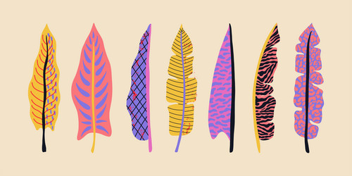 Groovy abstract tropical leaf jungle palm leaf Vector Image
