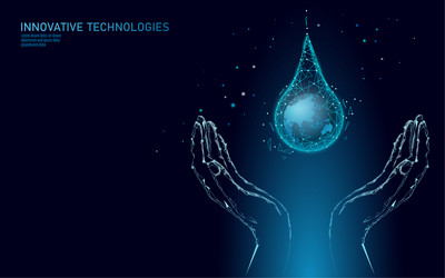 Save water hand low poly concept polygonal Vector Image