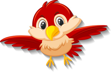 Cute red bird cartoon character Royalty Free Vector Image