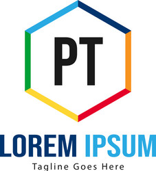 Initial pt logo template with modern frame Vector Image